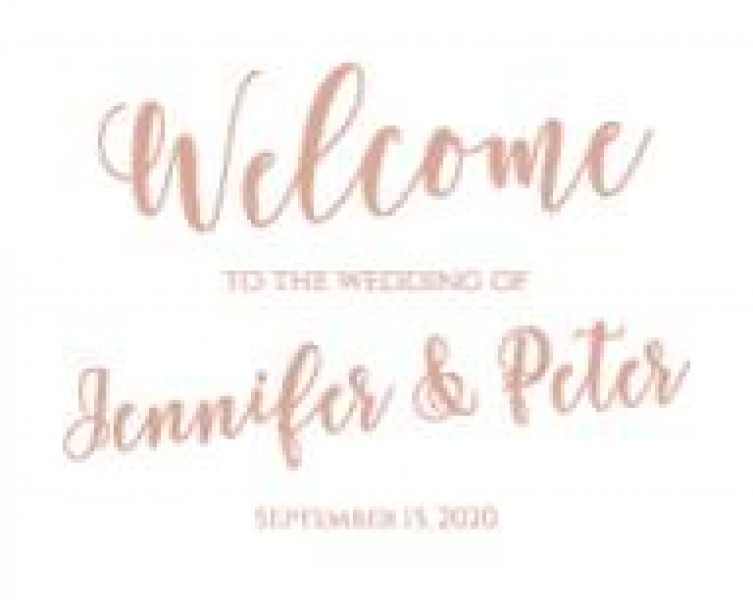 Wedding Welcome Sign Rose Gold Signs Navy Horizontal Customizable ...